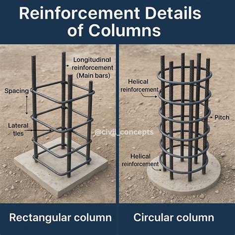 Civil Concepts Reinforcement Details Of Rcc Columns In Construction Construction
