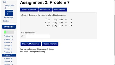 Solved 1 Point Determine The Value Of K For Which The