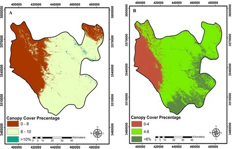 The A Map Of Real Canopy Cover Percentage And B Map Of Download