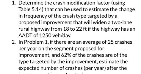 Solved Determine The Crash Modification Factor Using Table