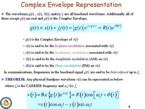 Chapter 4 Bandpass Signalling Definitions Complex Envelope Representation