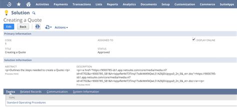 NetSuite S Knowledge Base