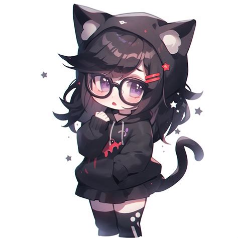 Premium Ai Image Anime Girl With Glasses And A Cat Ears Generative Ai