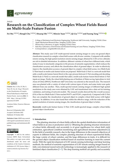 Pdf Research On The Classification Of Complex Wheat Fields Based On