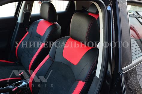 Купить авточехлы MW Brothers ZAZ Sens 2000 2017 красные вставки интернет магазин MW Brothers