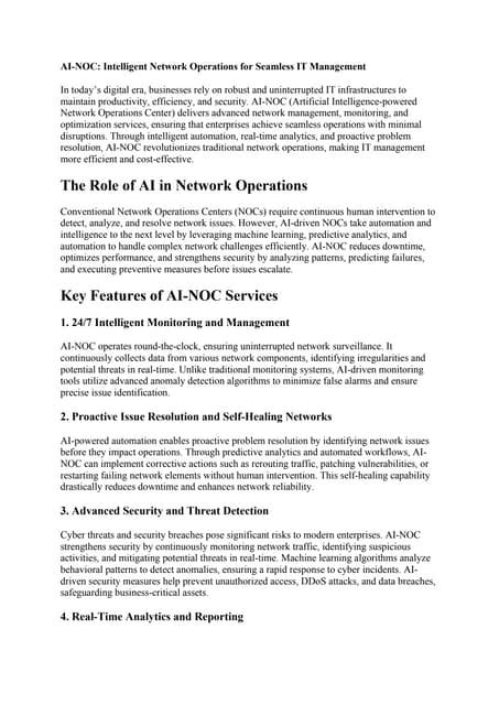 Boosting Network Security With Ai Noc Intelligent Monitoring Solutions