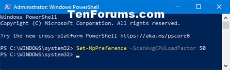 set windows defender antivirus max cpu usage for a scan in windows 10