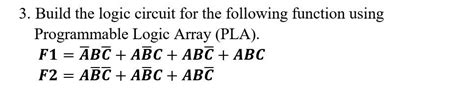 Solved Build The Logic Circuit For The Following Function Chegg