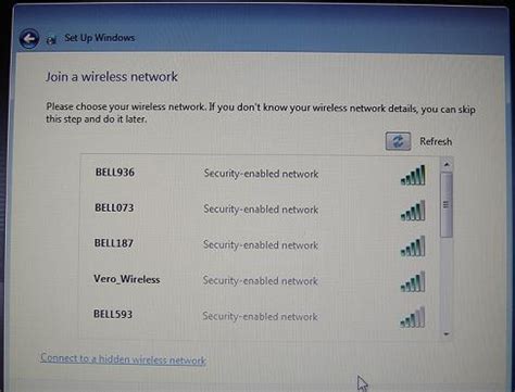 Selecting Wireless Connection During Windows Setup