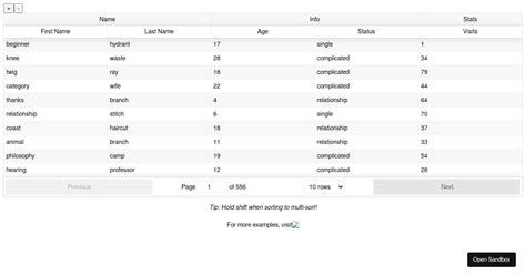 React Table Simple Table Codesandbox