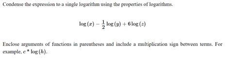 Solved Condense The Expression To A Single Logarithm Using Chegg