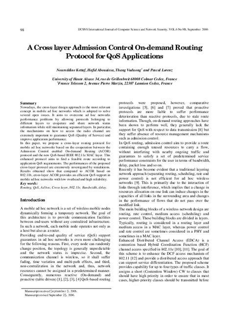 pdf a cross layer admission control on demand routing protocol for