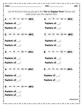 Simplest Form Fractions By Sweet Georgia Teach TpT