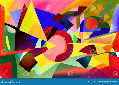 Abstract Background With Geometric Shapes And Lines Generative Ai Stock Illustration