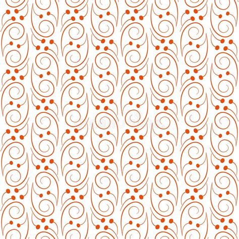 Seamless Floral Pattern Of Curved Lines Orange Vertical Curls