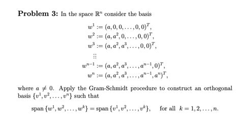 Problem In The Space Rn Consider The Basis Chegg Com