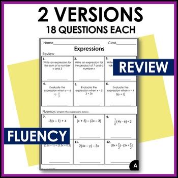 Simplifying Expressions Worksheets By Make Sense Of Math TpT