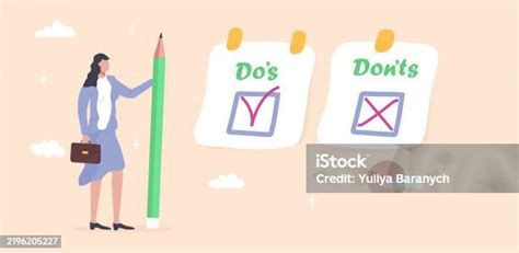 해야 할 일과 하지 말아야 할 체크리스트 개념의 벡터 그림입니다 피해야 할 긍정적인 제안과 조치를 포함합니다 회피에 대한 스톡 벡터 아트 및 기타 이미지 Istock