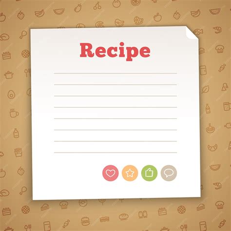 빈 레시피 카드 템플릿 프리미엄 벡터