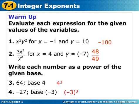 ppt warm up evaluate each expression for the given values of the