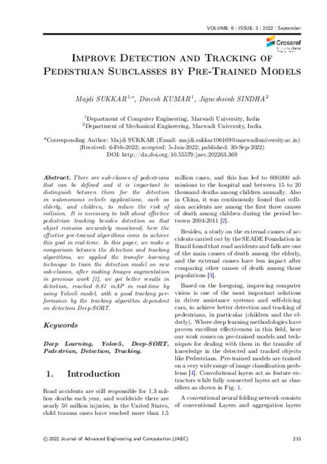 Pdf Improve Detection And Tracking Of Pedestrian Subclasses By Pre Trained Models