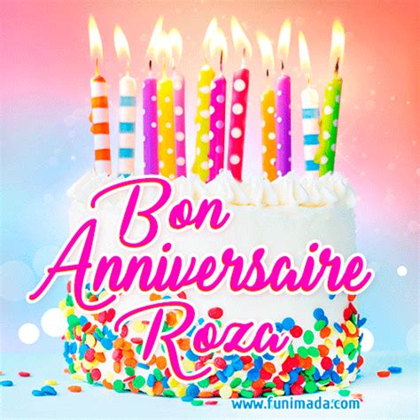 Bon Anniversaire Roza Animated Birthday Cake  Download On