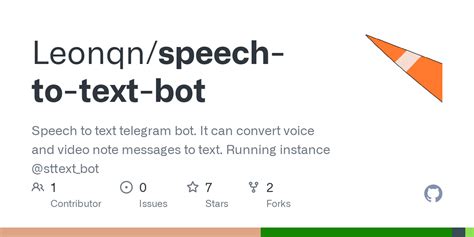 Github Leonqnspeech To Text Bot Speech To Text Telegram Bot It Can Convert Voice And Video