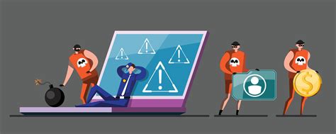 Hacker Steal Coins And Data From Laptop 33296251 Vector Art At Vecteezy