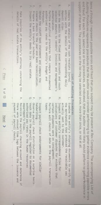 items a through represent possible errors and fraud