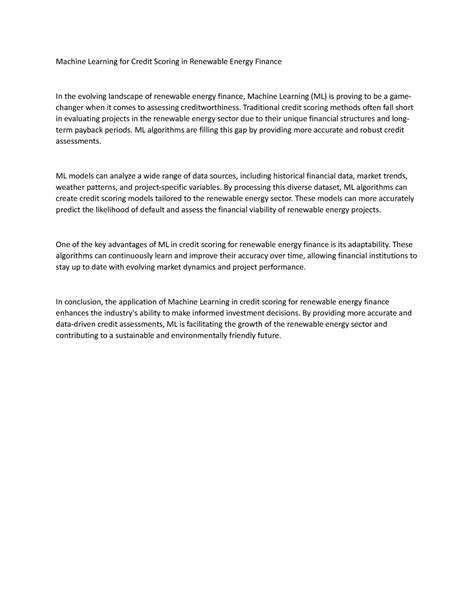 Machine Learning For Credit Scoring In Renewable Energy Finance Traditional Credit Scoring