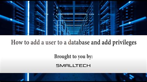 How To Add A User To A Database And Add Privileges With Smalltech Youtube