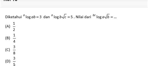 Diketahui a log a b 3 dan a log b c 5 Nilai | StudyX