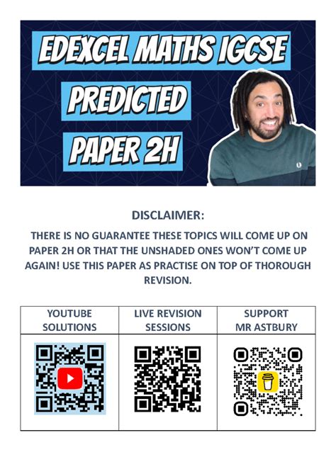 2024 Edexcel Igcse Maths Predicted Paper 2h Disclaimer There Is No Guarantee These Topics
