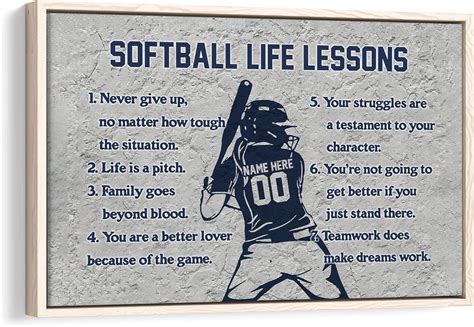 Personalized Softball Poster And Framed Canvas Softball Life