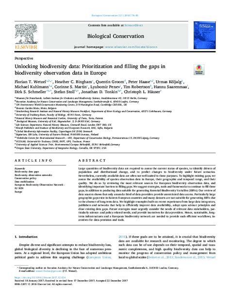 Pdf Unlocking Biodiversity Data Prioritization And Filling The Gaps