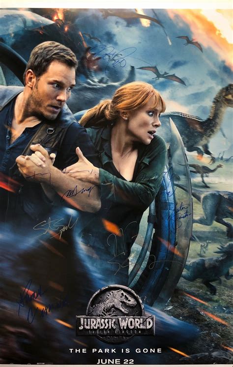 Jurassic World 2 Poster Chris Pratt Bryce Dallas Howard Autographed Signed