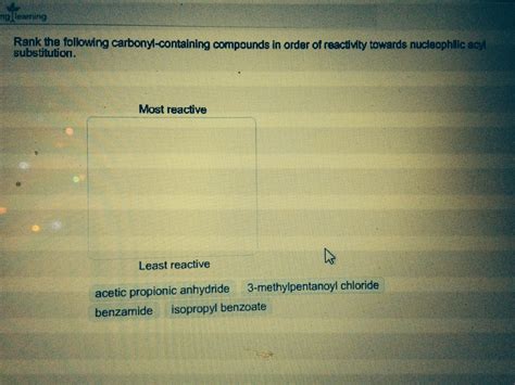 Solved Rank The Following Carbonyl Containing Compounds In