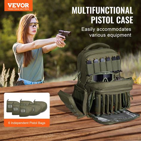 Vevor Tactical Range Backpack For 6 Pistols Gun Backpack With 6