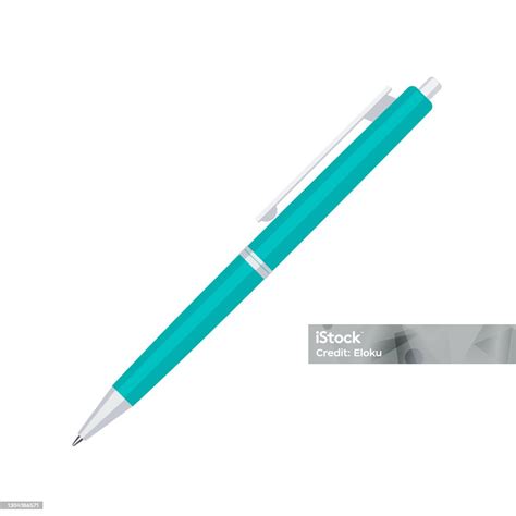 청록색 케이스의 자동 스프링 볼펜 벡터 일러스트레이션 가리키기에 대한 스톡 벡터 아트 및 기타 이미지 가리키기 개인 장식품