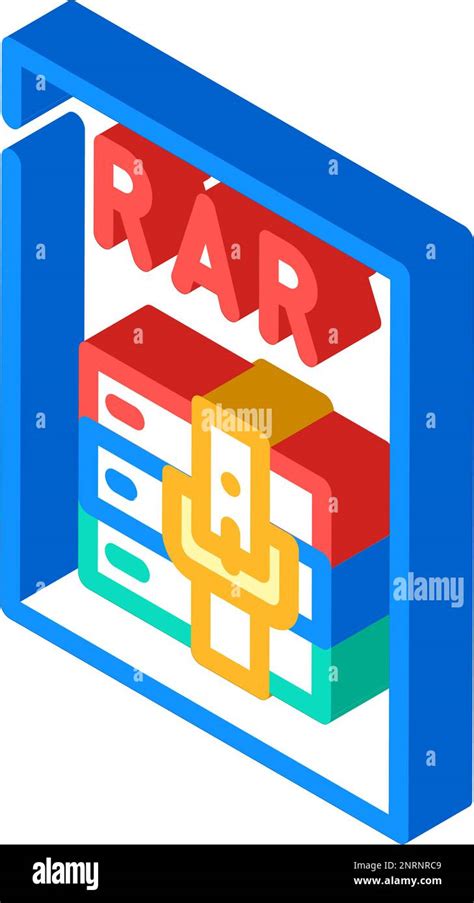 Rar File Format Document Isometric Icon Vector Illustration Stock