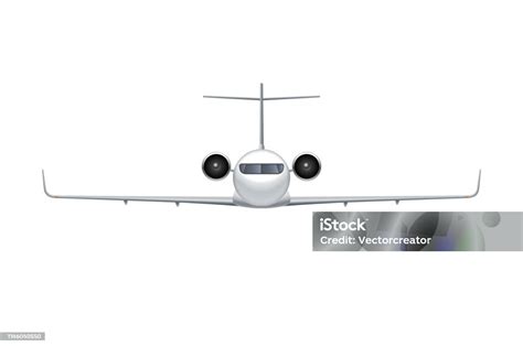 비행 비행기 지역 제트 항공기 여객기 흰색 배경에 고립 된 상세한 승객 공기 비행기의 전면 보기 벡터 일러스트 3차원 형태에 대한 스톡 벡터 아트 및 기타 이미지 Istock