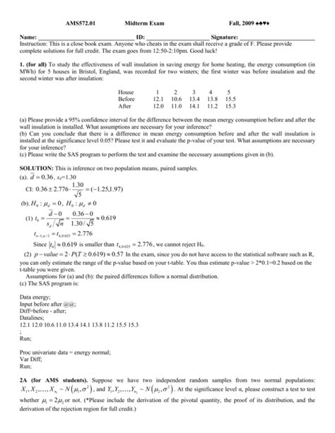 Ams57201 Midterm Exam Fall 2009