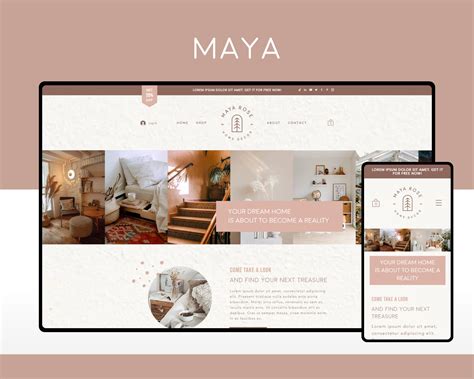 Wix Website Template Design For Home Decor Shops Maya Etsy
