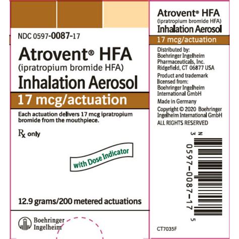 Atrovent Hfa 17mcgactuation 129g Inhaler 200 Doses Supplier In Uae