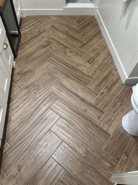 Laying A Herringbone Tile Floor In The Bathroom Crystel Montenegro Home