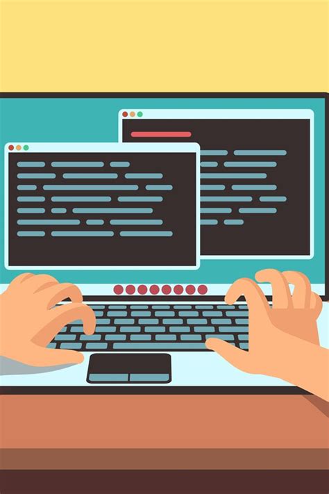 Person Programmer Working On Pc Laptop With Program Code On