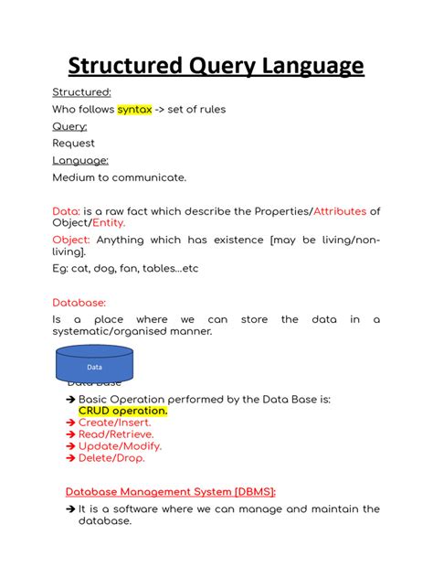 Structured Query Language Data Attributes Entity Object Pdf Relational Database Databases