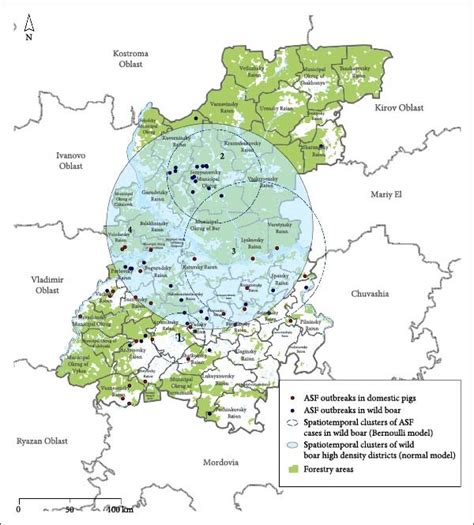 Spatialtemporal Clusters Of Asf Outbreaks And Areas Of High Wild Boar Download Scientific
