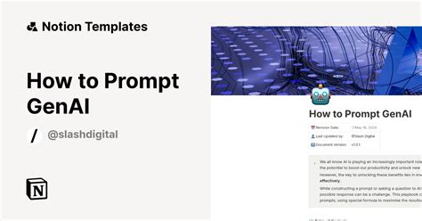 How To Prompt GenAI Template By Slash Digital Notion Marketplace