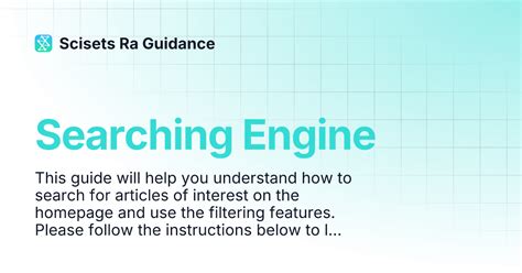 Searching Engine Scisets Ra Guidance